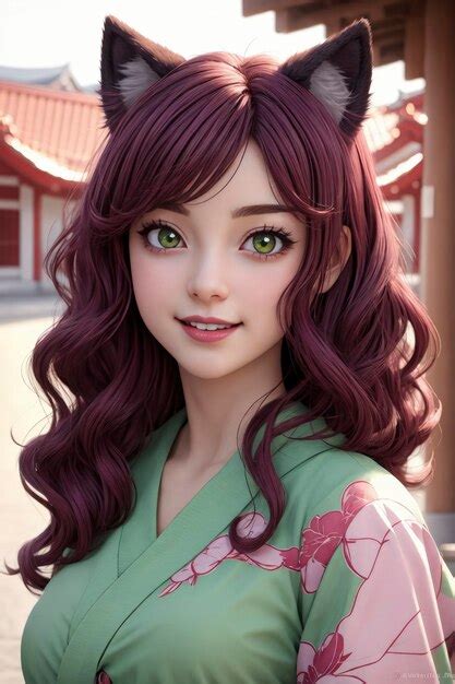 Premium Ai Image A Happy Beautiful Anime Wolf Girl