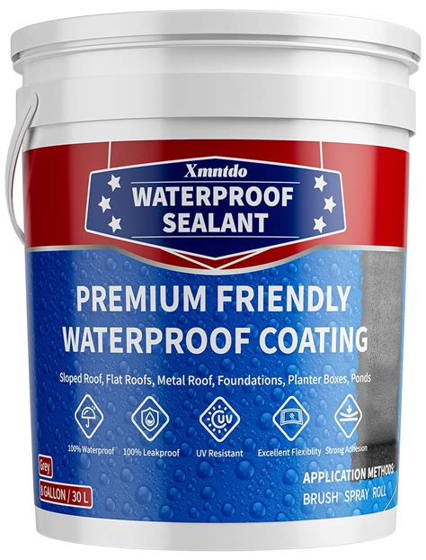 Xmntdo Polyurethane Waterproof Coating 8 Gallon Extra Large Volume Gray Waterproof Sealant For