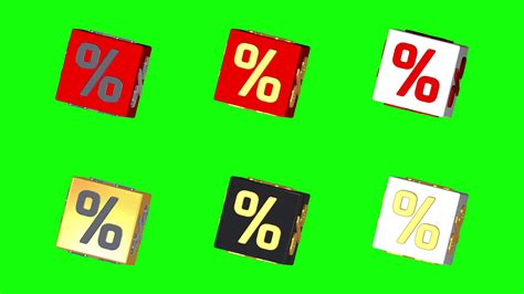 Looped Rotating Of 3d Percent Cube Set In Different Colors Combination Discount Sale 3d