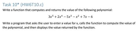 Solved Task 10 Hw6t10c Write A Function That Computes