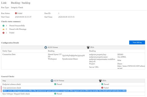 Octane Synchronizer Integrity Check Bad Request Sent To Jira Software Delivery Management