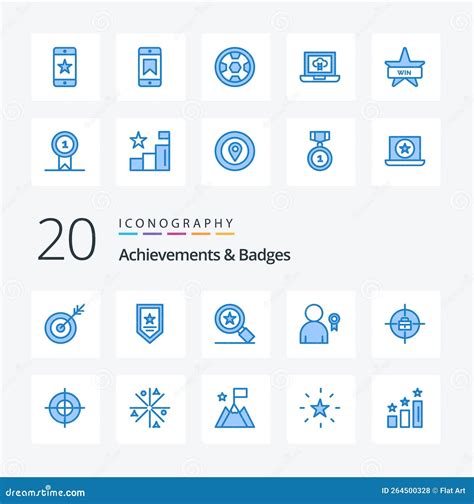20 Achievements And Badges Blue Color Icon Pack Like Achievements