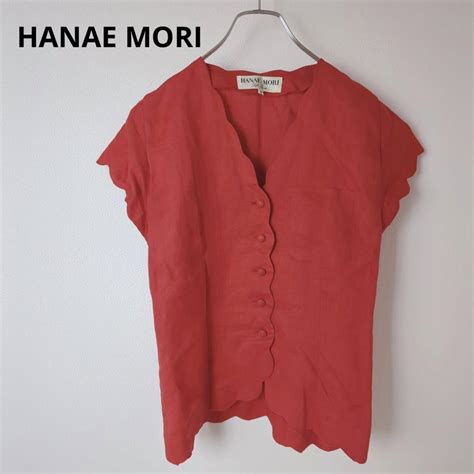 Hanae Mori ブラウス フレンチスリーブ 麻100％ 赤 スカラップ メルカリ
