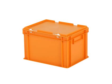 Stacking Bin With Lid 400 X 300 X H 250 Mm Orange Transoplastshop