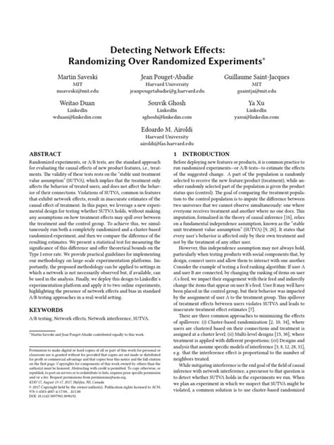 Detecting Network Effect Pdf Experiment Cluster Analysis