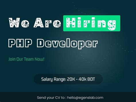 Egens Lab Limited On Linkedin We Are Hiring Php Developer Responsible For Managing Back End