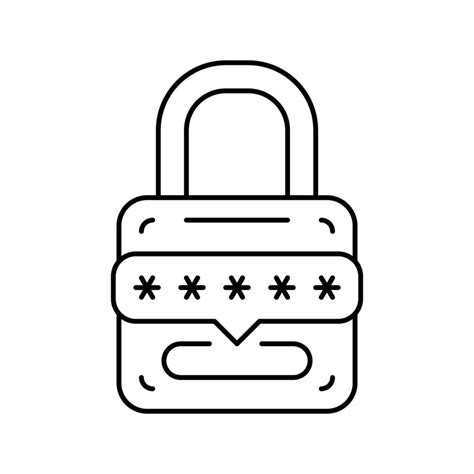 Password Padlock Line Icon Vector Illustration 19594739 Vector Art At Vecteezy
