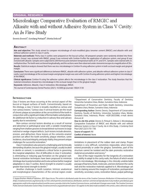 Microleakage Comparative Evaluation Of Rmgic And Pdf