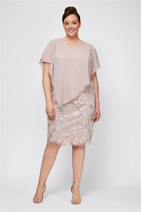 Chiffon Overlay Short Plus Size Shift Dress Davids Bridal