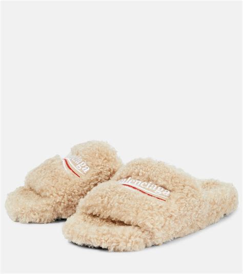Balenciaga Furry Faux Shearling Slides Balenciaga