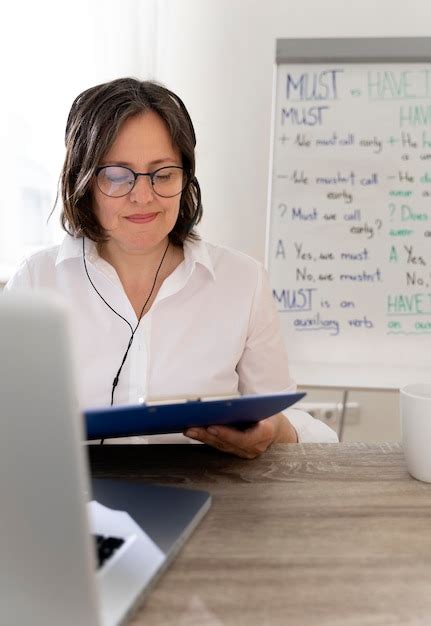 Free Photo English Teacher Doing Her Lessons Online