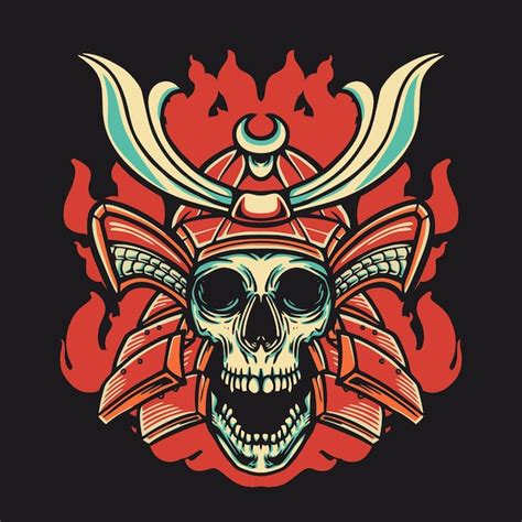 일본 사무라이 불 벡터 일러스트 레이 션 프리미엄 벡터