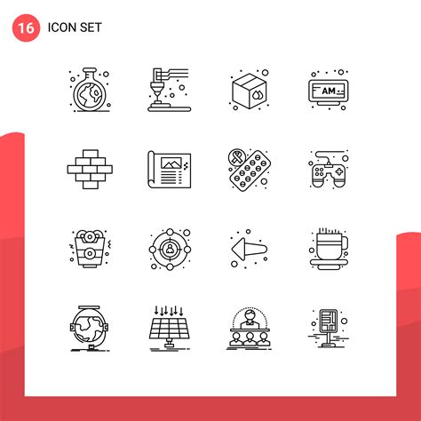 User Interface Pack Of 16 Basic Outlines Of Building Time Box Clock