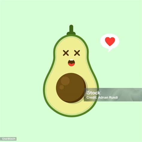 재미 행복 귀여운 행복 행복 미소 아보카도 벡터 플랫 만화 캐릭터 카와이 일러스트 아이콘 색상 배경에 격리됩니다 과일 아보카도 개념 과일에 대한 스톡 벡터 아트 및 기타