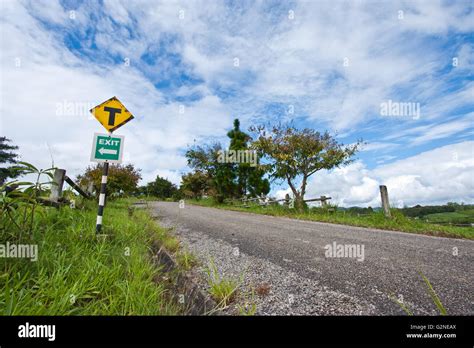Road With Sign Exit Stock Photo Alamy