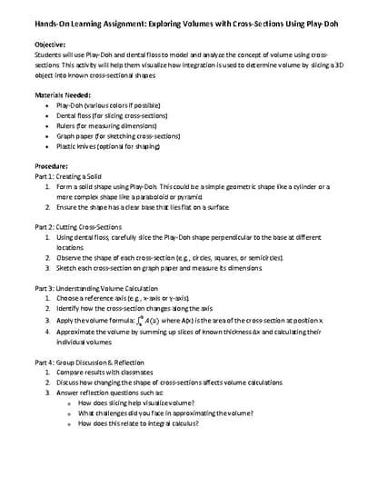 Calculus Volumes By Cross Sections Activity By Number Crunching Boutique
