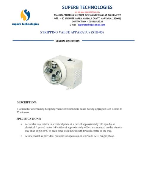 Stb 05 Stripping Value Apparatus Pdf
