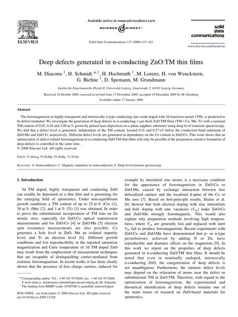 Pdf Deep Defects Generated In N Conducting Zno Tm Thin Films Dokumen Tips
