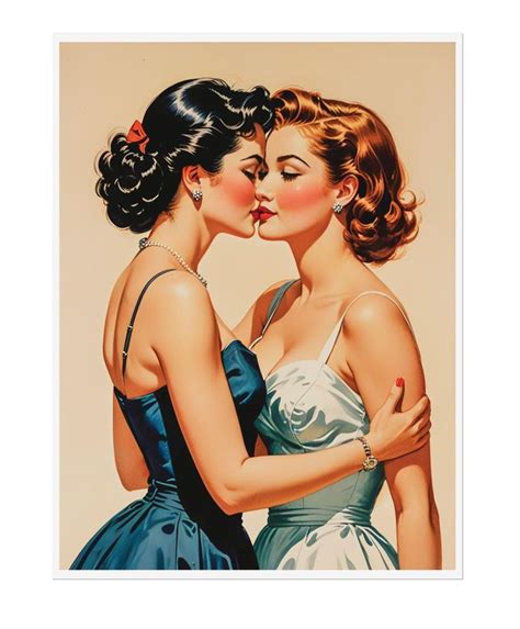 1950s Inspired Lesbian Art Print Sapphic Giclée Illustration Retro