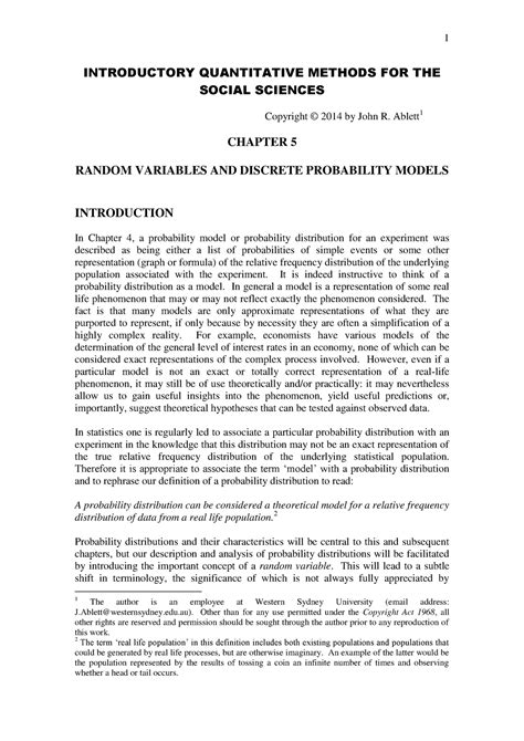 Econ Methods Ch 5 Book Chapter 1 Introductory Quantitative Methods For The Social Sciences