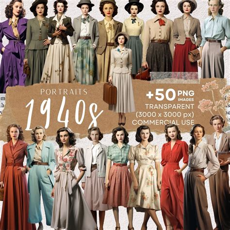 50 Vintage Woman 1940s Woman Portraits Photos Junk Journal Kit Summer