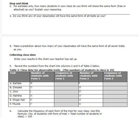 Solved Name Date Observing Human Traits Lab How Much Do Traits Vary