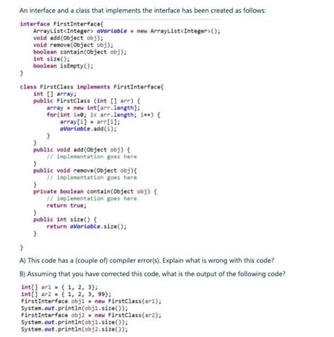 Solved An Interface And A Class That Implements The