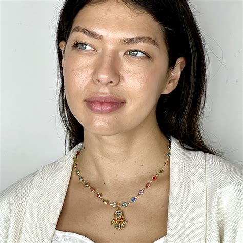 Prismatic Glow Hamsa Necklace Michal Golan