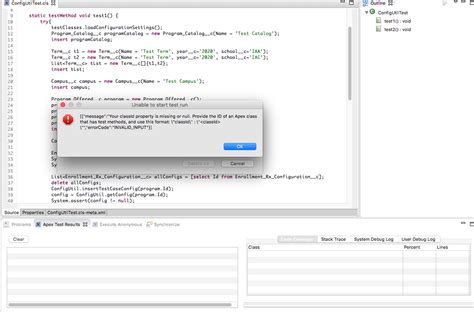 Trying To Run Apex Test In Eclipse Gives Your Classid Property Is