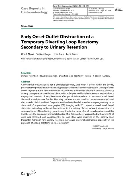 Pdf Early Onset Outlet Obstruction Of A Temporary Diverting Loop