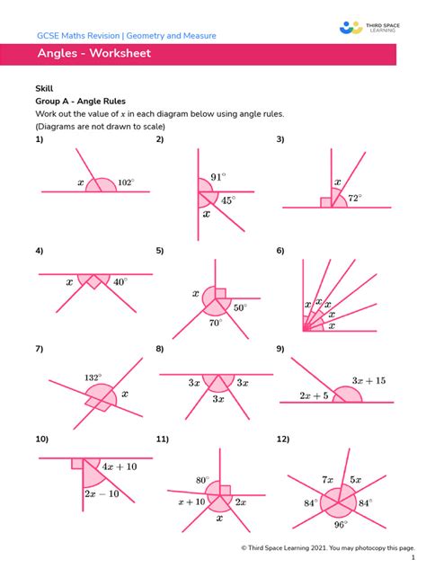 Third Space Learning Angles Gcse Worksheet Pdf Triangle Polygon