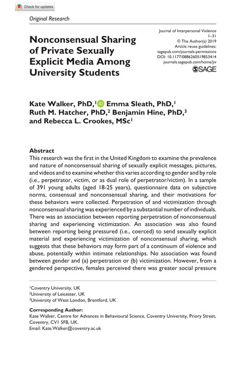 PDF Nonconsensual Sharing Of Private Sexually Explicit Media Among University Babes