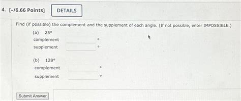 Solved Find If Possible The Complement And The Supplement