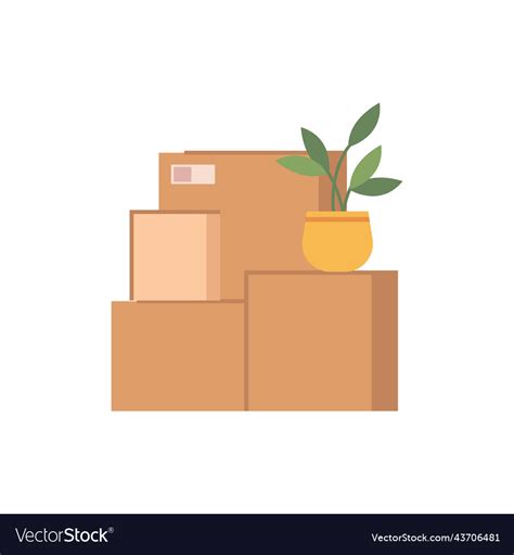 Relocation Cardboard Boxes With Things Royalty Free Vector
