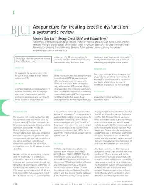 Pdf Acupuncture For Treating Erectile Dysfunction A Systematic Review
