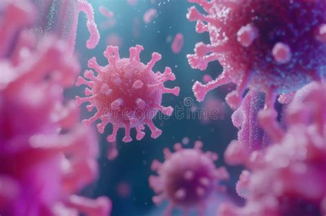 Virus Particles In A Highly Detailed Microscopic View Showcasing Their Structure And Complexity