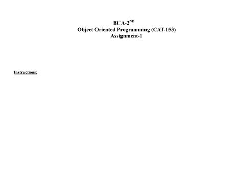 1 Oops Assignment Instructions Bca 2nd Object Oriented Programming