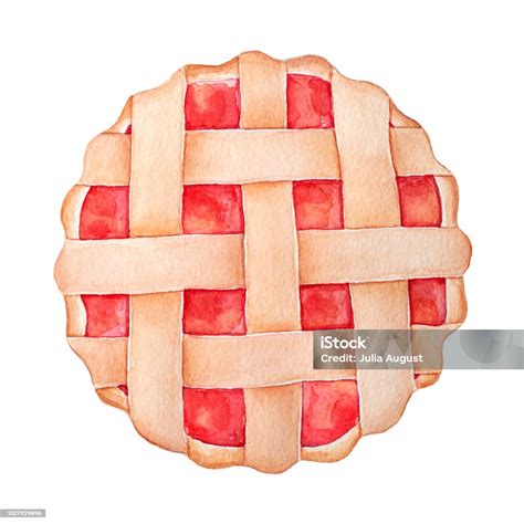 귀여운 빈티지 격자 위 빵 껍질 및 맛 있는 과일 충전 전통적인 파이 구운 먹을 준비 세이보리 파이에 대한 스톡 벡터 아트 및