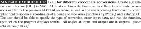 Solved Matlab Exercise 125 Gui For Different Coordinate