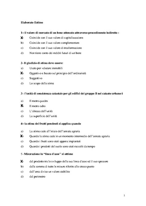 Elaborato Estimo 3 1 Elaborato Estimo 1 Il Valore Di Mercato Di Un Bene Ottenuto Attraverso