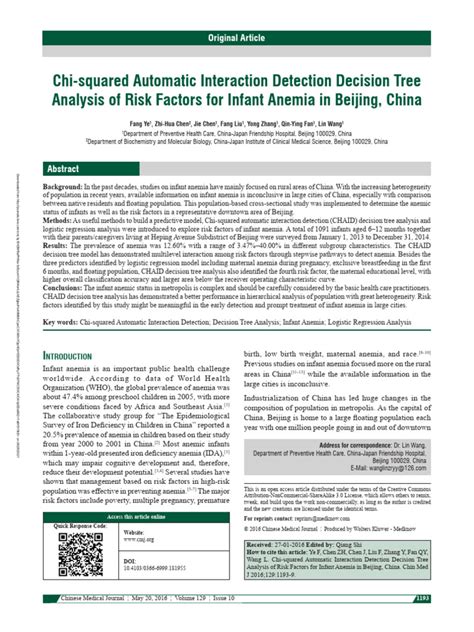 Chi Squared Automatic Interaction Detection 10 Pdf Anemia Logistic Regression