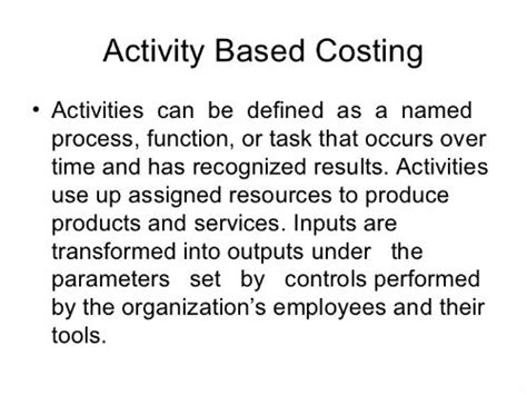 Eduscope Activity Based Costing Advantages And Disadvantages Example