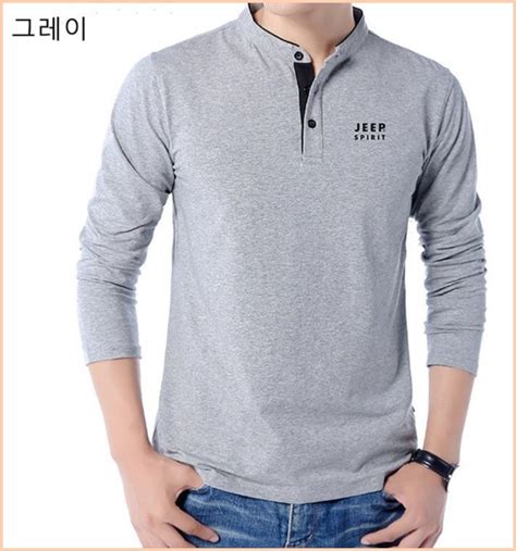 남성 긴팔 티 지프 스피릿 긴소매 면 티셔츠 솔리드 컬러 코튼 얇은 V 넥 롱 슬리브