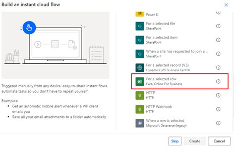 For A Selected Row In Excel Connectorpower Automate Cloud Flows Kaizenpersonal Computer Work