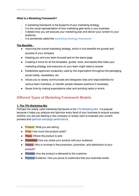 Marketing Framework It Is The Visual Representation Of How Marketing Gets Done In Your