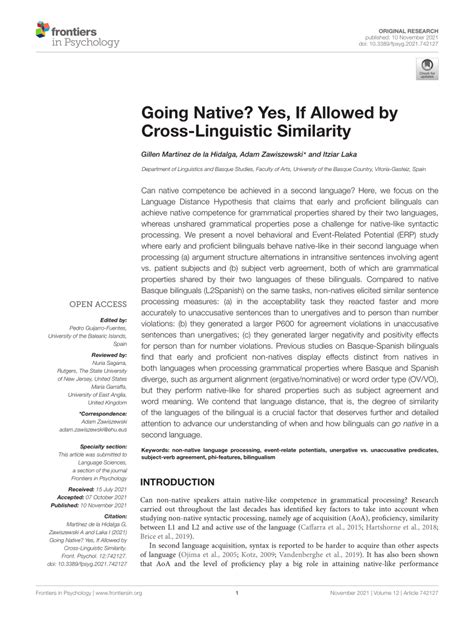 Pdf Going Native Yes If Allowed By Cross Linguistic Similarity