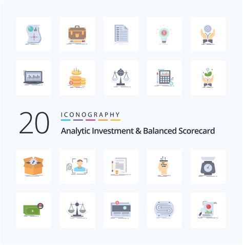 20 Analytic Investment And Balanced Scorecard Flat Color Icon Pack Like