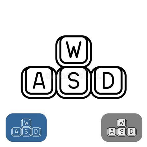 Wasd Keys Set Simple Outline Style Gaming Keyboard Concept Icon Stock