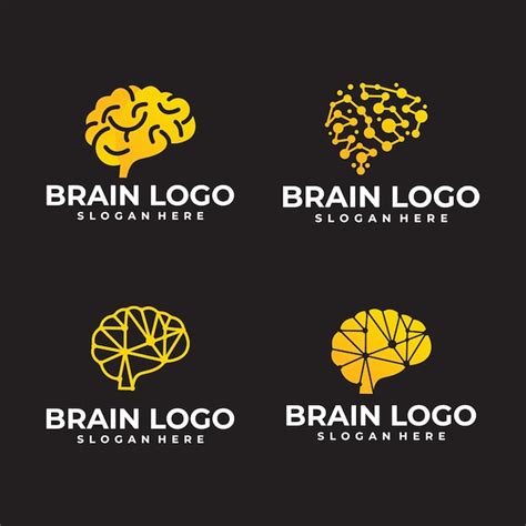 뇌 로고 벡터 디자인 서식 파일의 집합 프리미엄 벡터