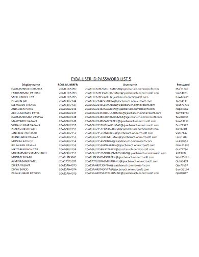 FREE Password List Samples In PDF